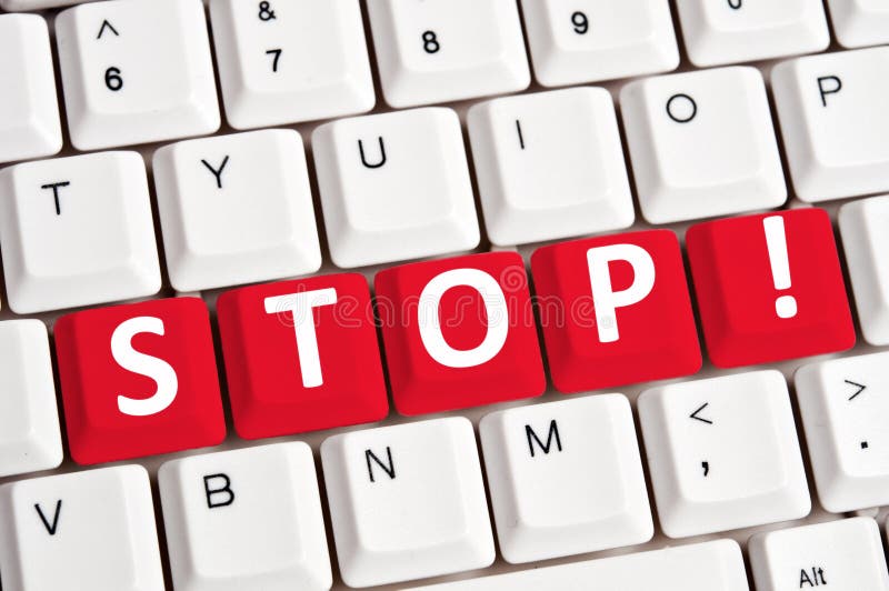 Stop word on keyboard stock photo. Image of online, equipment - 22546292