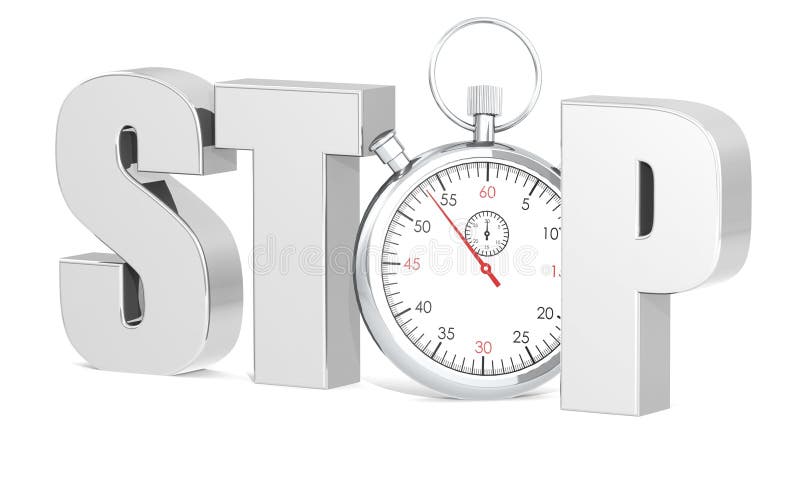 Stop Word with Stopwatch Isolated Stock Illustration - Illustration of ...
