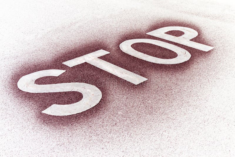 Stop Written on Red Asphalt - Concept Image Stock Photo - Image of ...