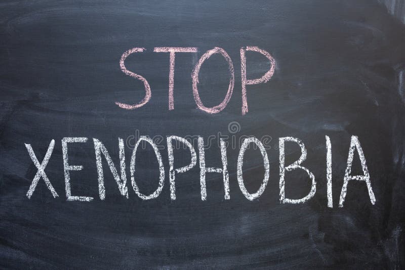 STOP XENOPHOBIA Writing on a Chalkboard Stock Photo - Image of sign ...