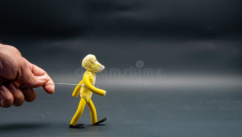 Stopmotion Process of Walking. Man S Hand Holding with an Aluminum Wire ...