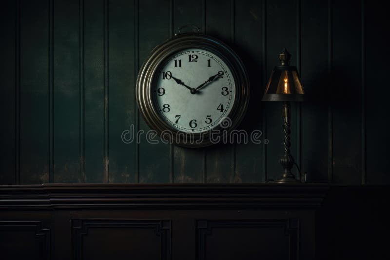 A Stopped Clock on a Dark Wall Stock Image - Image of vintage, clock ...