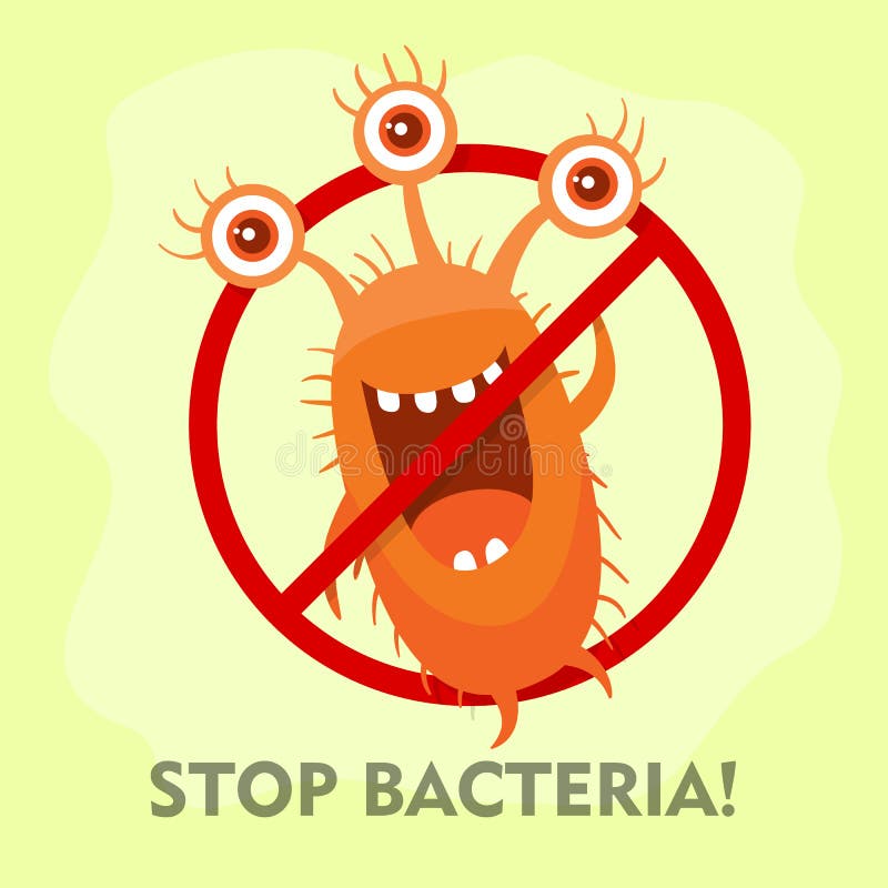 Stoppen Sie Bakterien-Karikatur-Vektor-Illustration Kein Virus Vektor ... Stoppen Sie Bakterien-Karikatur-Vektor-Illustration Kein Virus Vektor ...