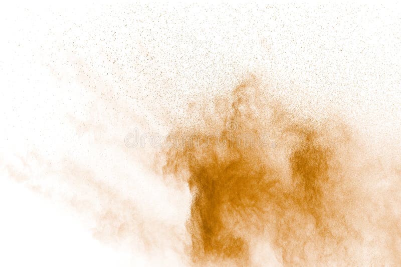 Stopping the Movement of Brown Powder. Explosive Brown Powder on White ...