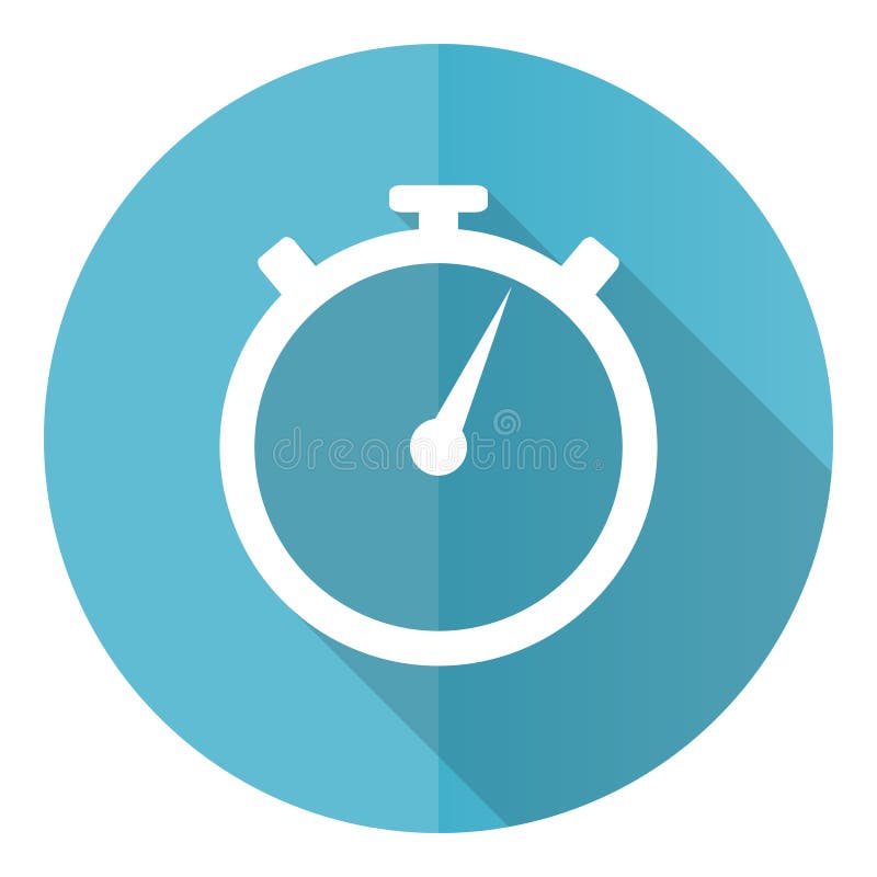 Stopwatch Blue Round Flat Design Vector Icon Isolated on White ...