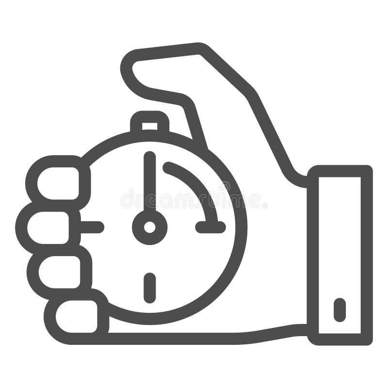 Stopwatch Button Turn on Line Icon, Timer Ticking Concept. Vector ...
