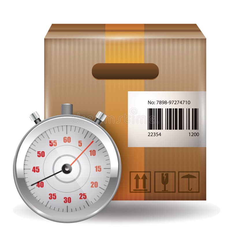 Stopwatch with Cardboard Box. Vector Illustration Decorative Design ...