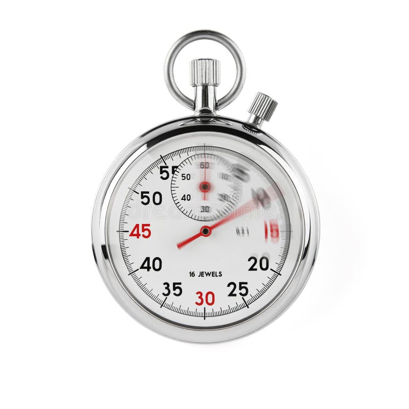Stopwatch Mechanical Clock Timer Chrome Isolated Stock Photo - Image of ...