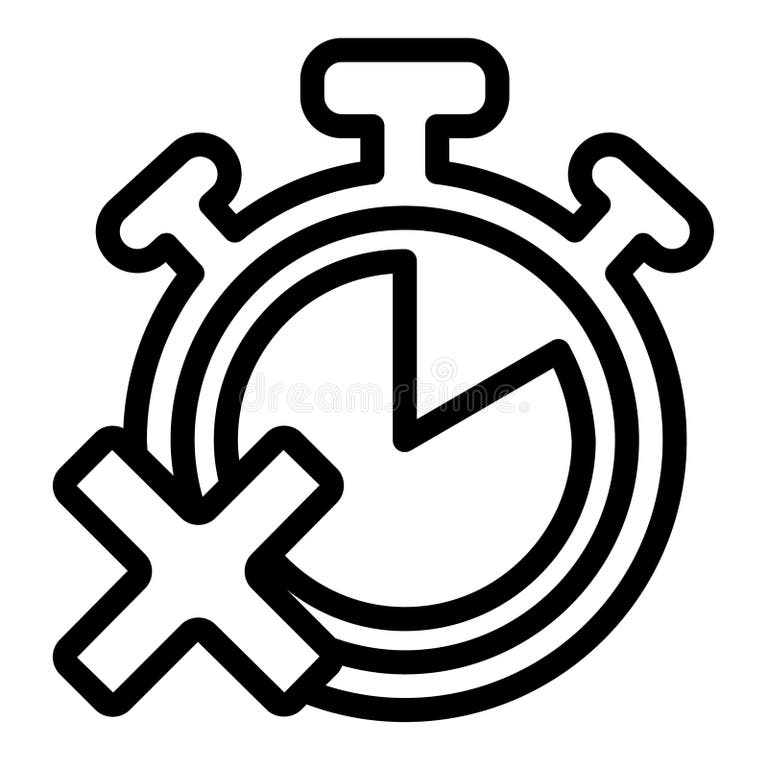 Stopwatch Clock and Cross Line Icon, Project Schedule Concept. Vector ...