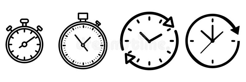 Stopwatch and Clock Icons with Circular Arrows Representing Time ...