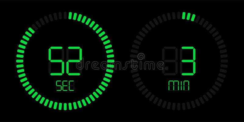 Green Stopwatch Countdown Digital Timer Stock Vector - Illustration of flat, interval: 123249428