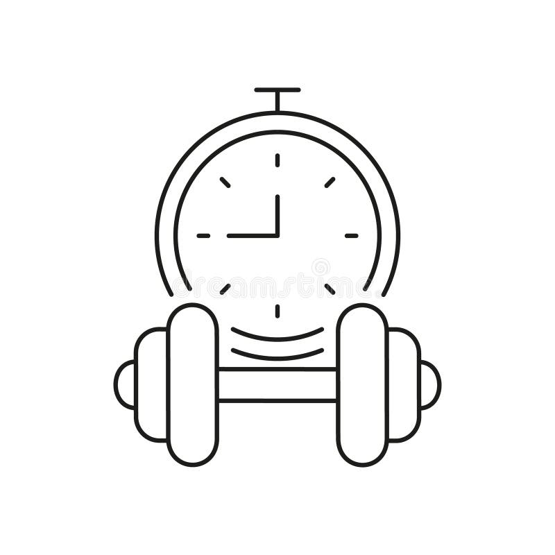 Stopwatch And Dumbbell Line Icon, Scheduled Workout Sessions. Exercise ...