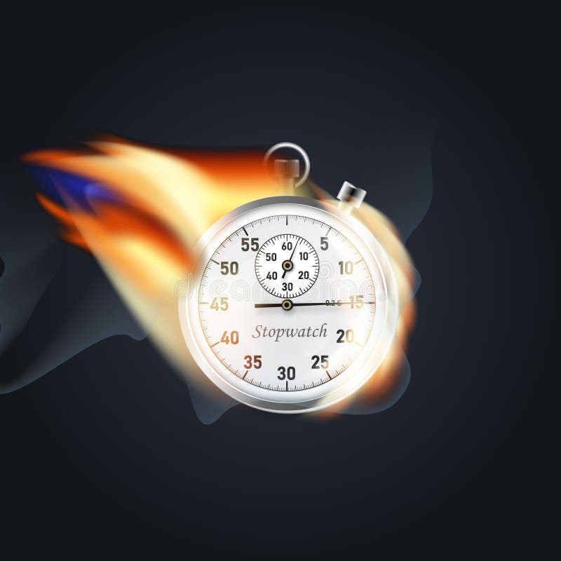 The Stopwatch is on Fire with the Arrow at 15. Vector Illustration of ...