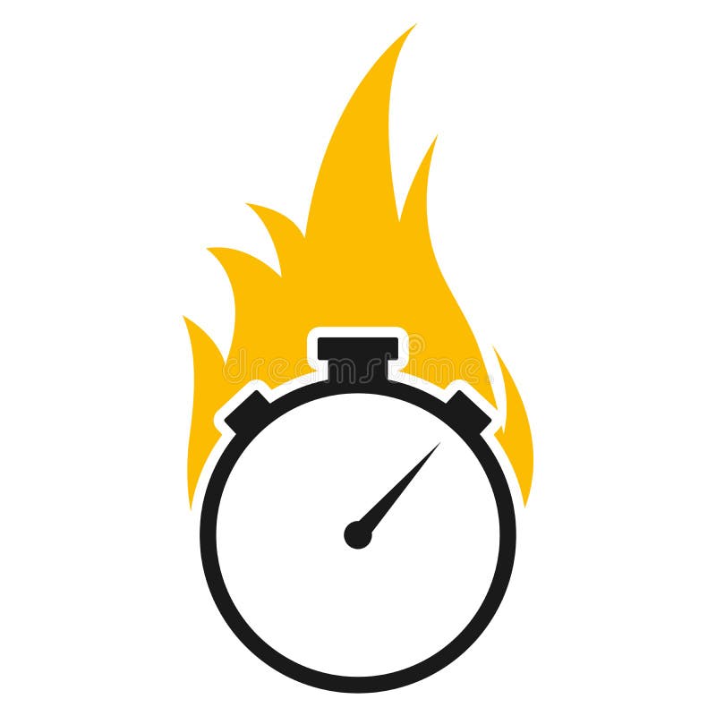 The Stopwatch is on Fire with the Arrow at 15. Vector Illustration of ...
