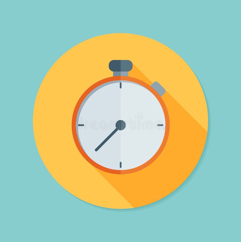 Stopwatch. Flat Icon with Long Shadow Stock Vector - Illustration of ...