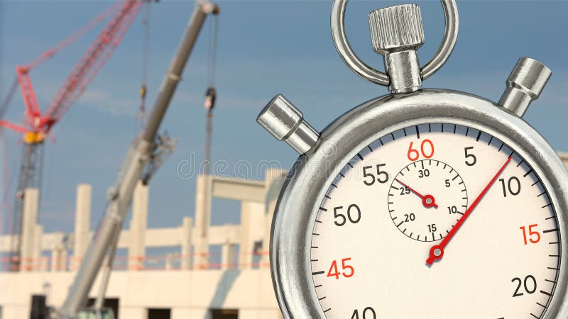 Stopwatch in Front of Construction Site Stock Image - Image of concept ...