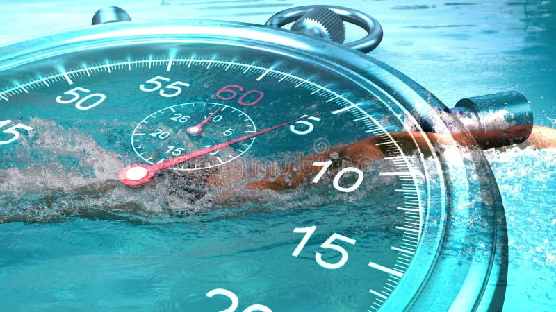 Stopwatch Graphic Over Swimmer in Slow Motion Stock Video - Video of ...