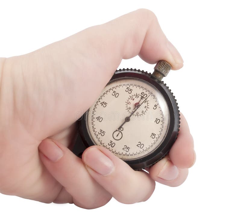 Close Up of Hand Holding Stopwatch, Isolated on White Background Stock ...