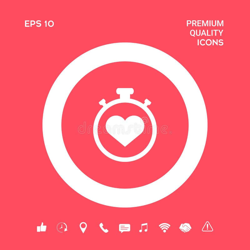 Stopwatch with Heart Symbol - Icon. Heart Timer Sign Stock Vector ...