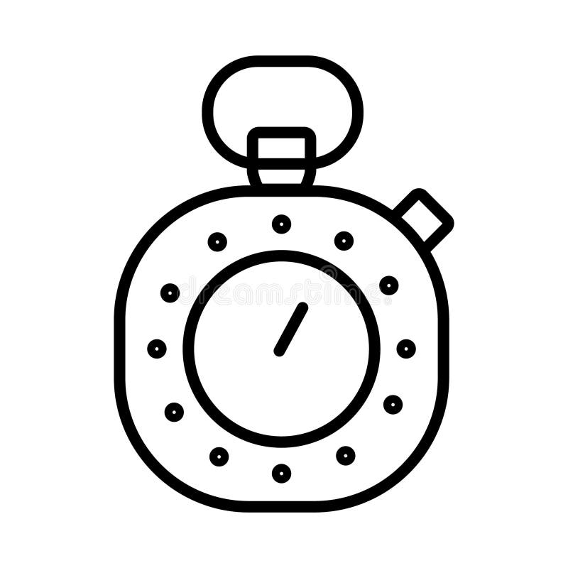 Stopwatch Icon with Circular Dial and Push Button Vintage Timer Clock ...