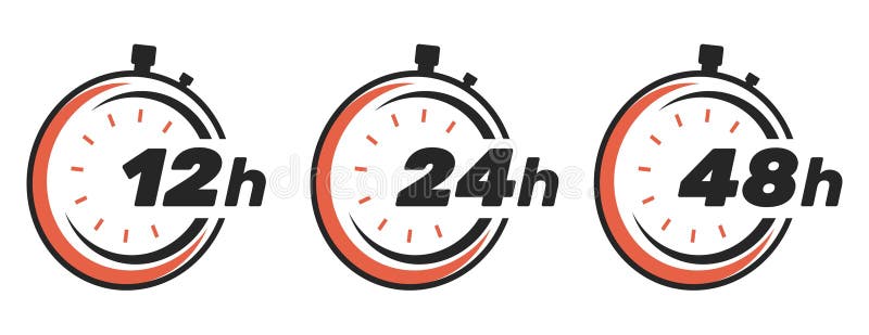 Stopwatch Icon. Clock with Dial and Numerals of 12, 24, 48 Hours ...