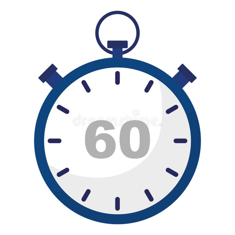 Stopwatch Icon. Countdown Timer. Number 60 Focus. Time Measurement ...