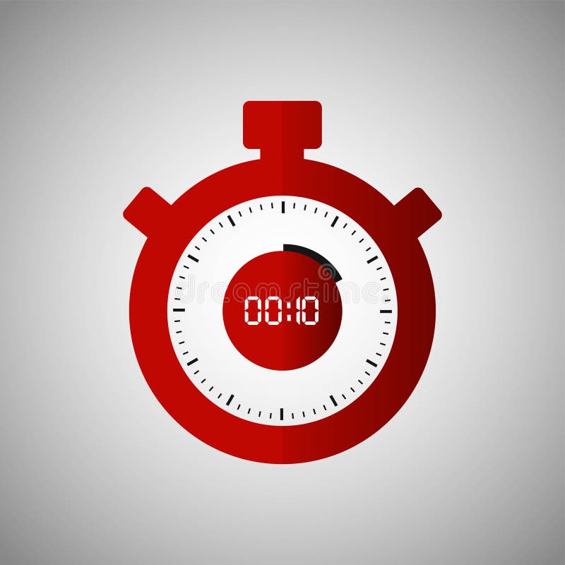Stopwatch Icon in Flat Style, Red Timer on Gray Background. Sport Clock ...
