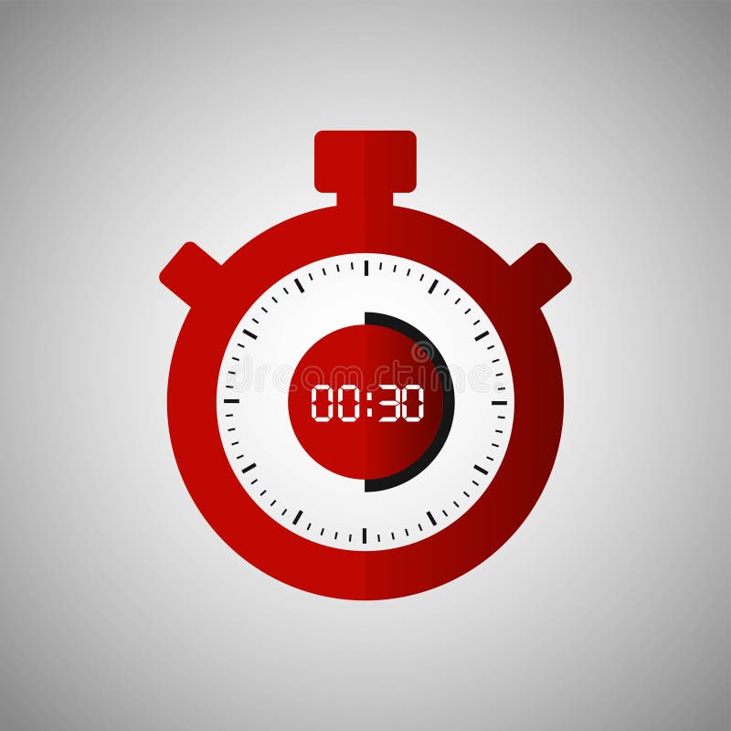 Stopwatch Icon in Flat Style, Red Timer on Gray Background. Sport Clock ...