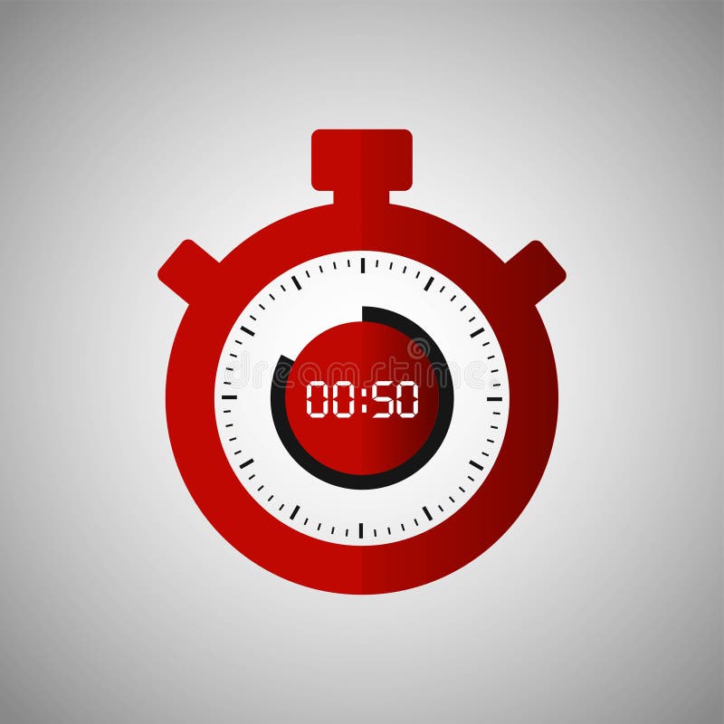 Stopwatch Icon in Flat Style, Red Timer on Gray Background. Sport Clock ...