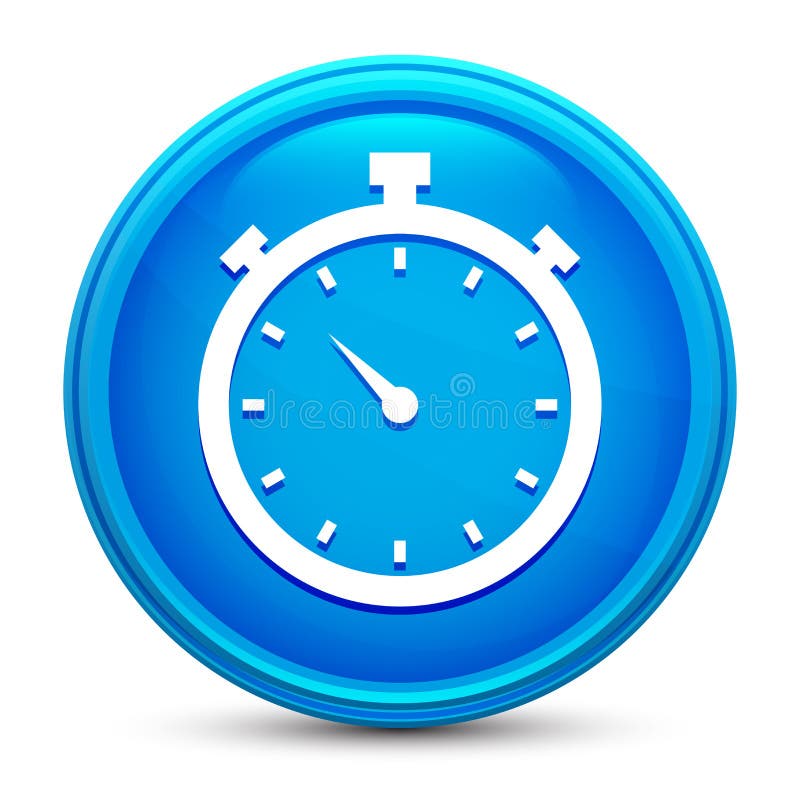 Stopwatch Icon Glass Shiny Blue Round Button Isolated Design Vector ...