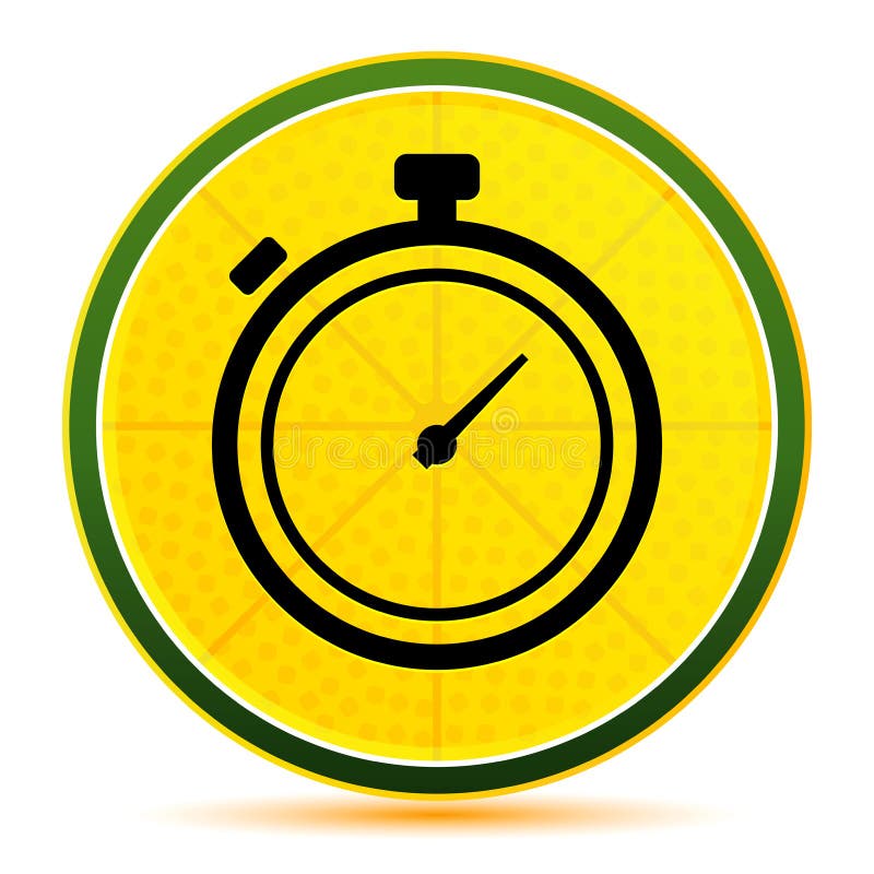 Stopwatch Icon Lemon Lime Yellow Round Button Illustration Stock ...