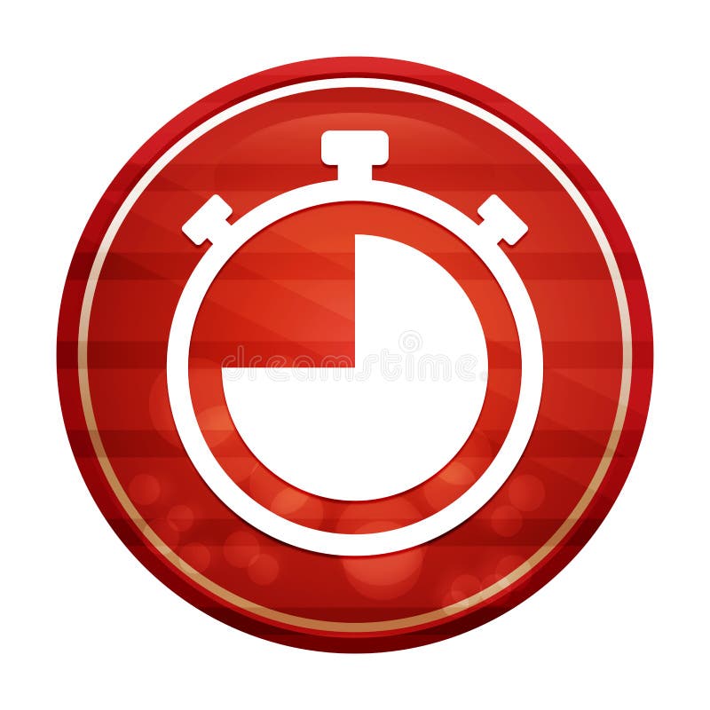 Stopwatch Icon Realistic Diagonal Motion Red Round Button Illustration ...