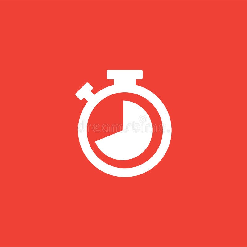 Stopwatch Icon on Red Background. Red Flat Style Vector Illustration ...