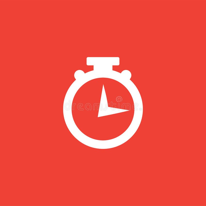 Stopwatch Icon on Red Background. Red Flat Style Vector Illustration ...