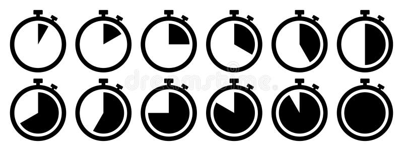 Stopwatch Icon Set in Black Colour Stock Vector - Illustration of ...