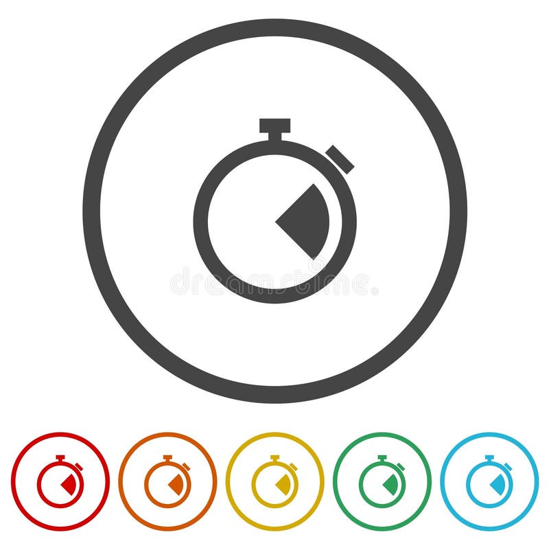 Stopwatch Icon. Set Icons in Color Circle Buttons Stock Vector ...