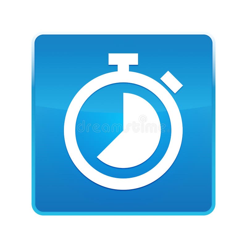 Stopwatch Icon Shiny Blue Square Button Stock Illustration ...