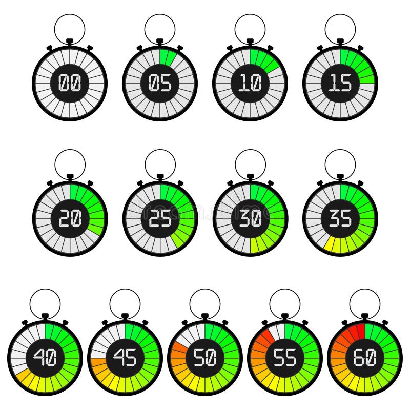 Stopwatch Icons Set, Timer Icon Stock Illustration - Illustration of ...