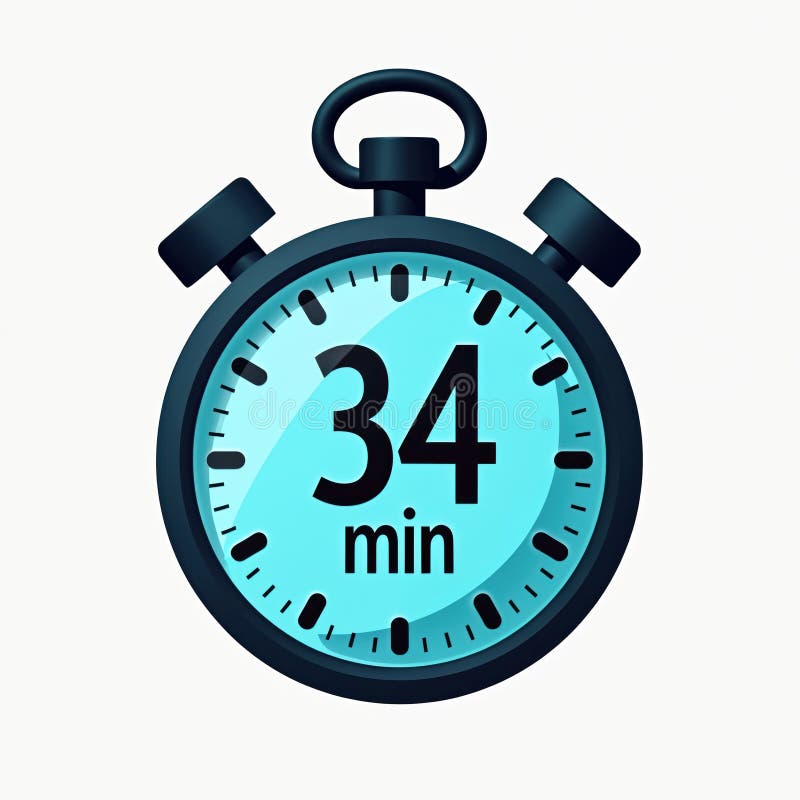 Stopwatch Illustration Displays Timer Set To 34 Minutes. Digital ...