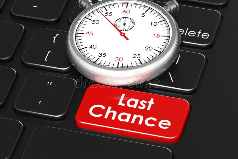 Stopwatch and Keyboard with Last Chance Word Stock Illustration ...