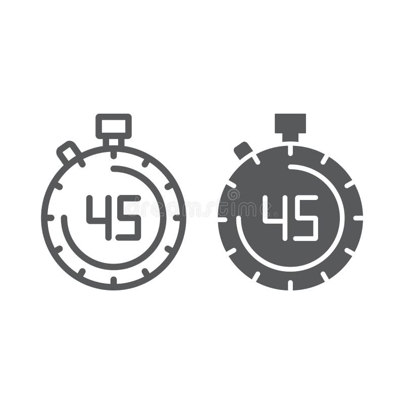 Stopwatch Line and Glyph Icon, Measure and Countdown, Timer Sign ... Stopwatch Line and Glyph Icon, Measure and Countdown, Timer Sign ...