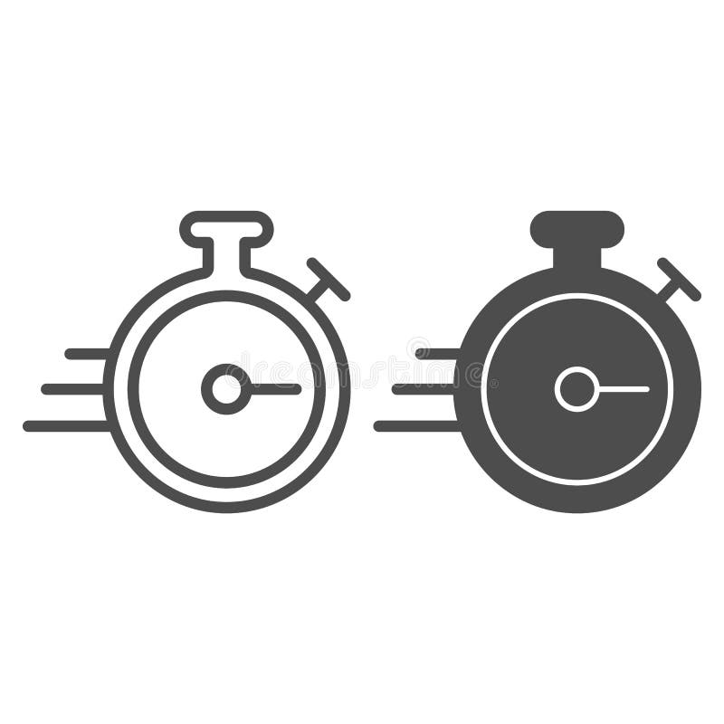 Stopwatch Line and Solid Icon, Fast Delivery Concept, Timer Sign on ...