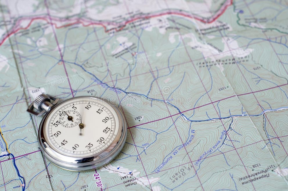 Stopwatch on map stock photo. Image of destinations, lifestyle - 92235524