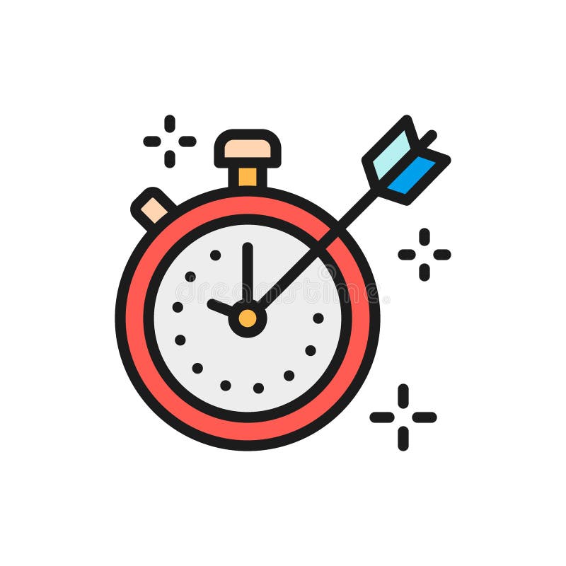 Vector Stopwatch Timer Clock Watch Flat Color Line Icon Stock
