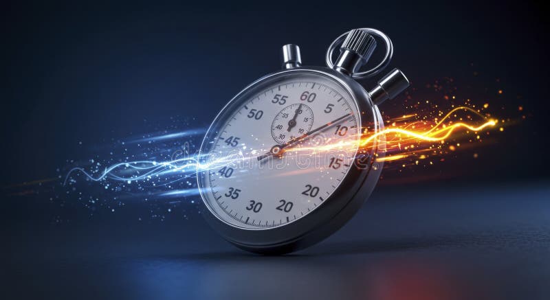 Stopwatch Measuring Time with Speed Effect and Digital Lightning Stock ...