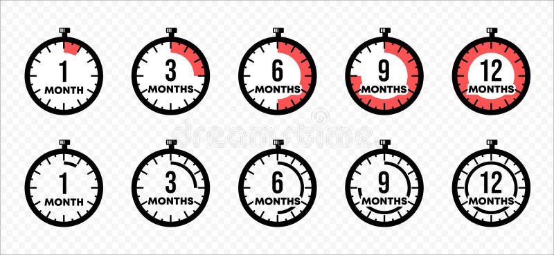Stopwatch with Months from 1 To 12 Vector Stock Vector - Illustration ...