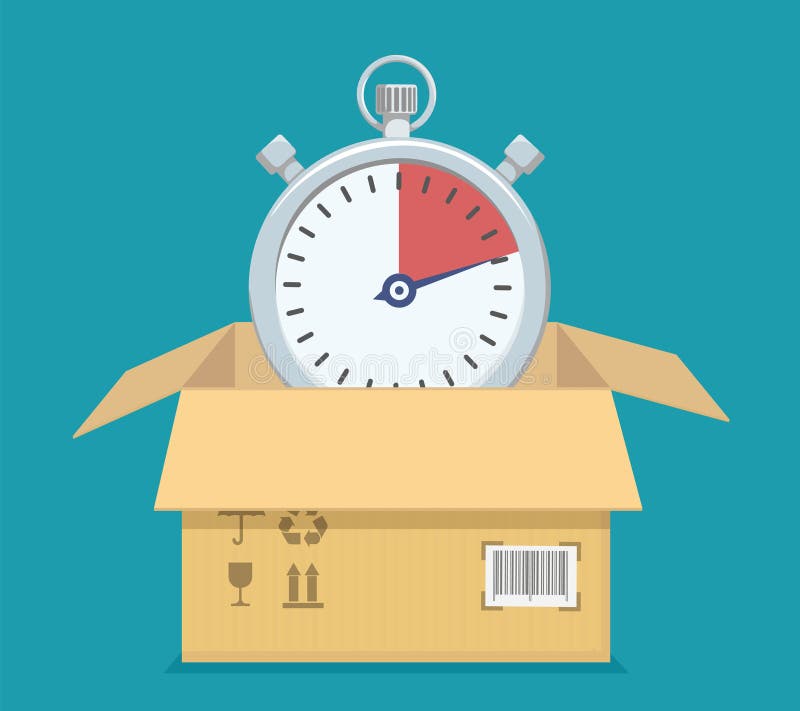 Stopwatch in an Open Cardboard Box Stock Vector - Illustration of ...