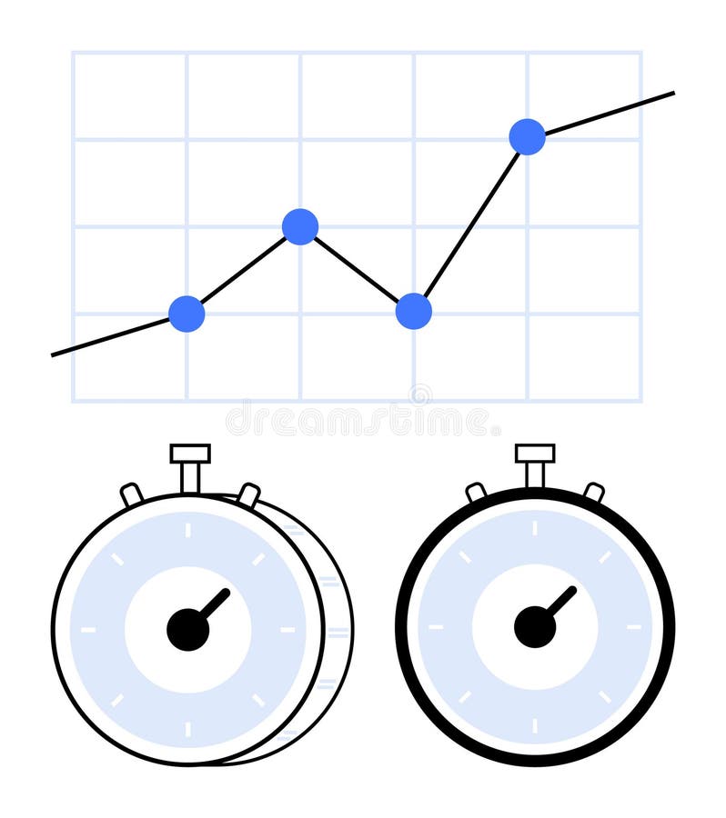 Stopwatch Pair with Decreasing Line Graph Symbolizing Time Management and Performance Decline ...