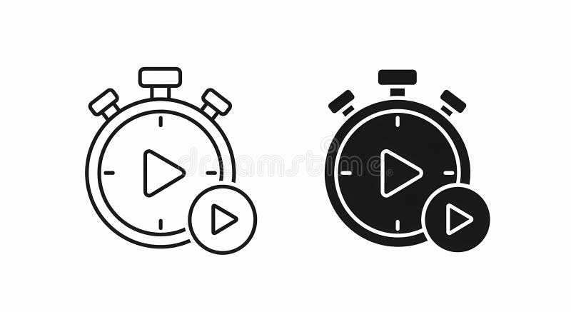 Stopwatch Play Button Icon Set Stock Vector - Illustration of speed ...