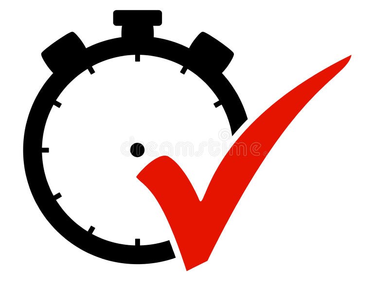 Stopwatch with red tick stock illustration. Illustration of time ...